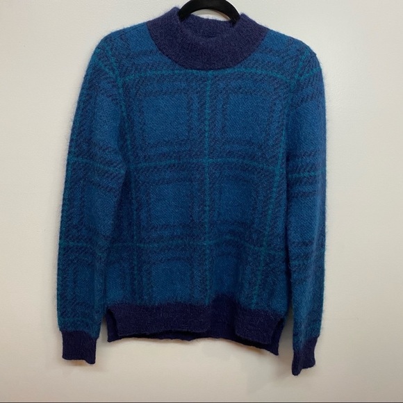 PAIGE | Sweaters | Paige Blue Oversized Window Pane Plaid Sweater ...
